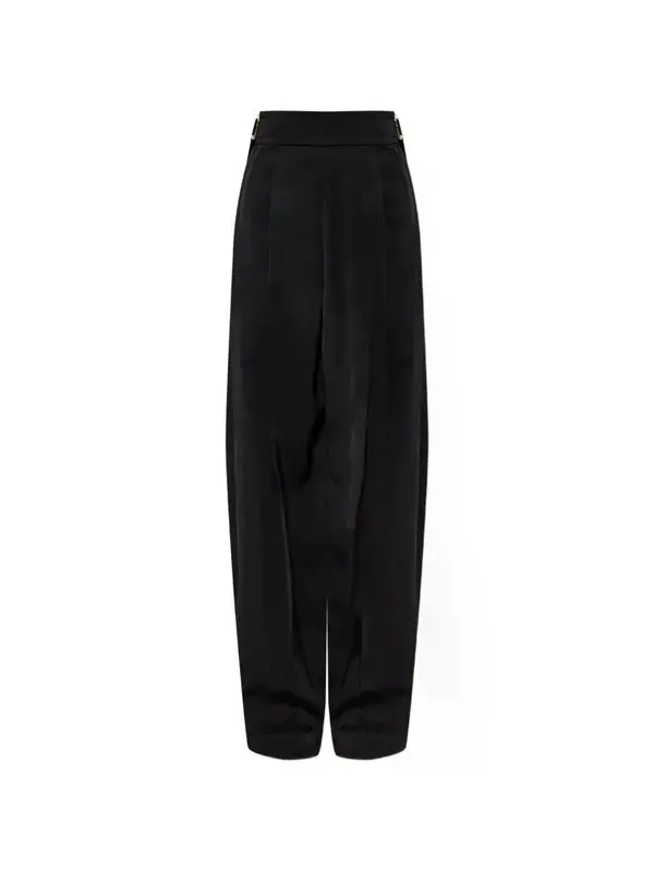 Sportmax Pleated Trousers With Buckle Detail - Black