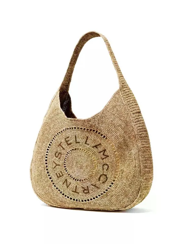 Stella McCartney Logo Perforated Raffia Tote Bag