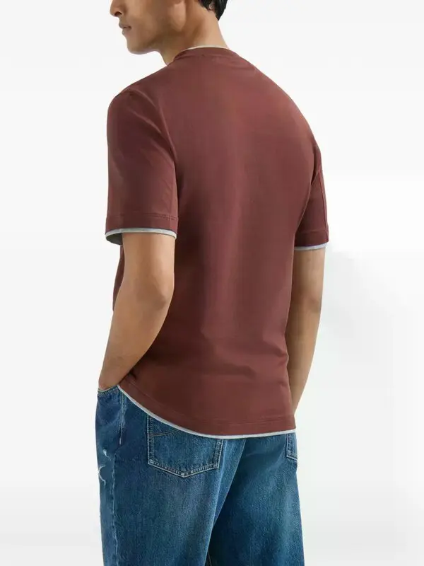 Brunello Cucinelli Cotton Jersey Crew-neck T-shirt With Faux-layering - Brown