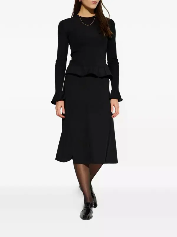 JIL SANDER Ribbed Wool Sweater With Ruffled Cuffs