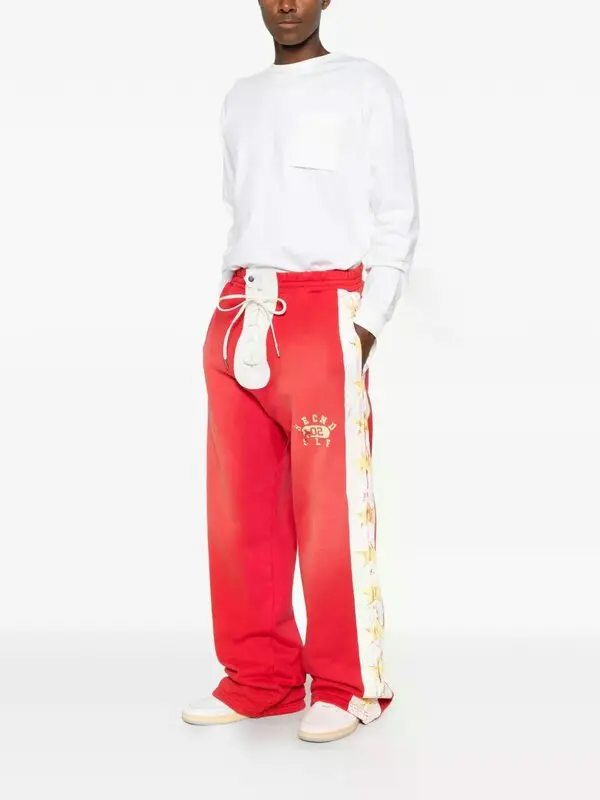 SECND SLF Lace-up Star-print Cotton Track Pants