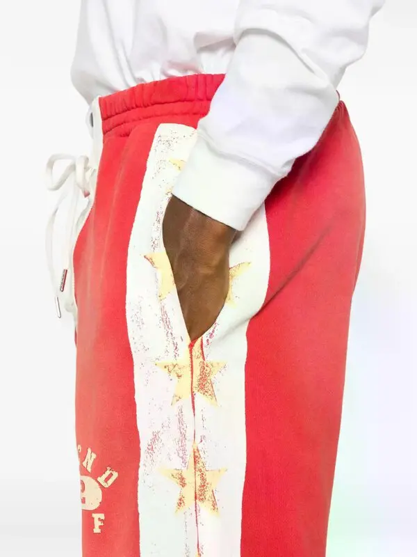 SECND SLF Lace-up Star-print Cotton Track Pants