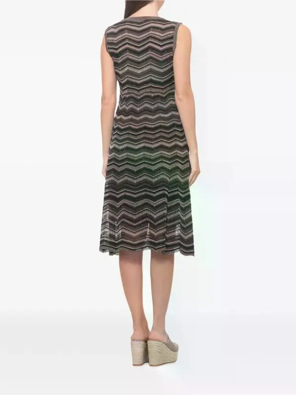 D.exterior Chevron Knit Midi Dress