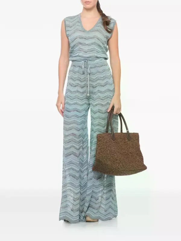 D.exterior Chevron Knit Wide-leg Jumpsuit