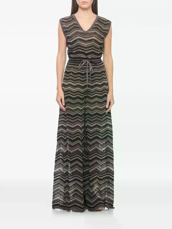 D.exterior Chevron Knit Wide-leg Jumpsuit