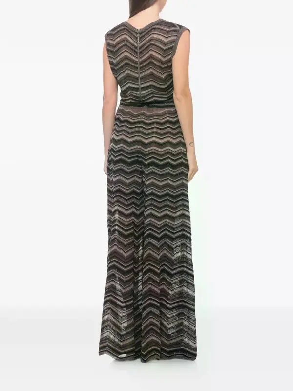 D.exterior Chevron Knit Wide-leg Jumpsuit