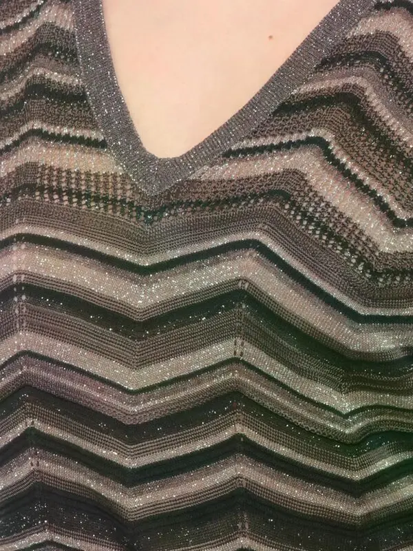 D.exterior Chevron Knit Wide-leg Jumpsuit