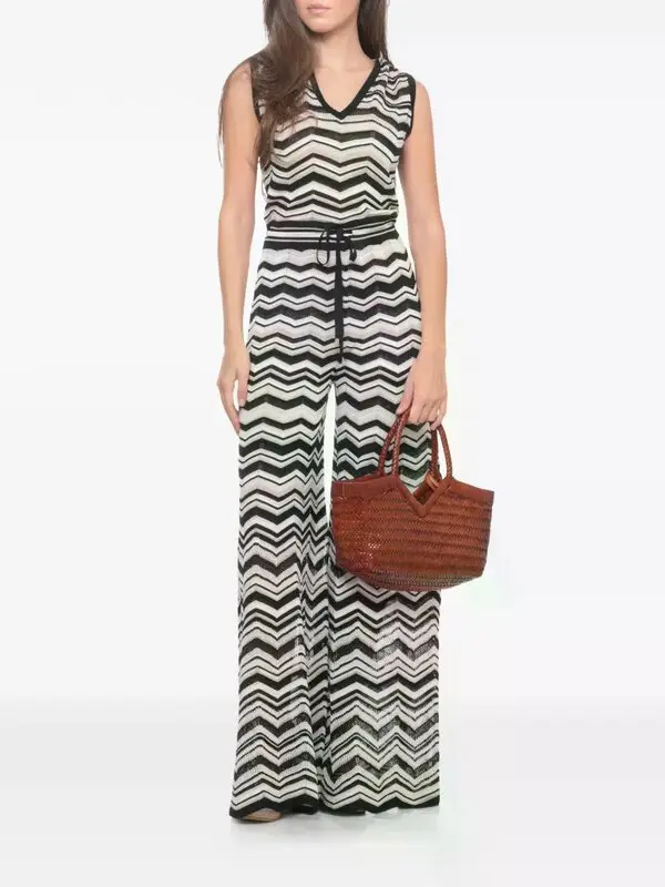D.exterior Chevron Knit Wide-leg Jumpsuit