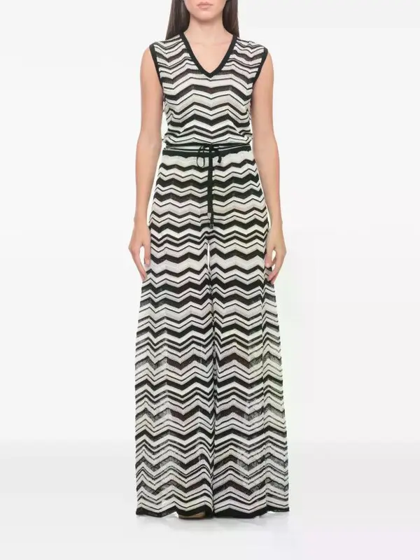 D.exterior Chevron Knit Wide-leg Jumpsuit
