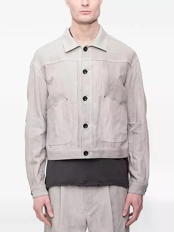 THE VIRIDI-ANNE Ink-dyed Shirt Jacket - Grey