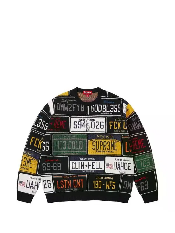 Supreme License Plate Print Sweater