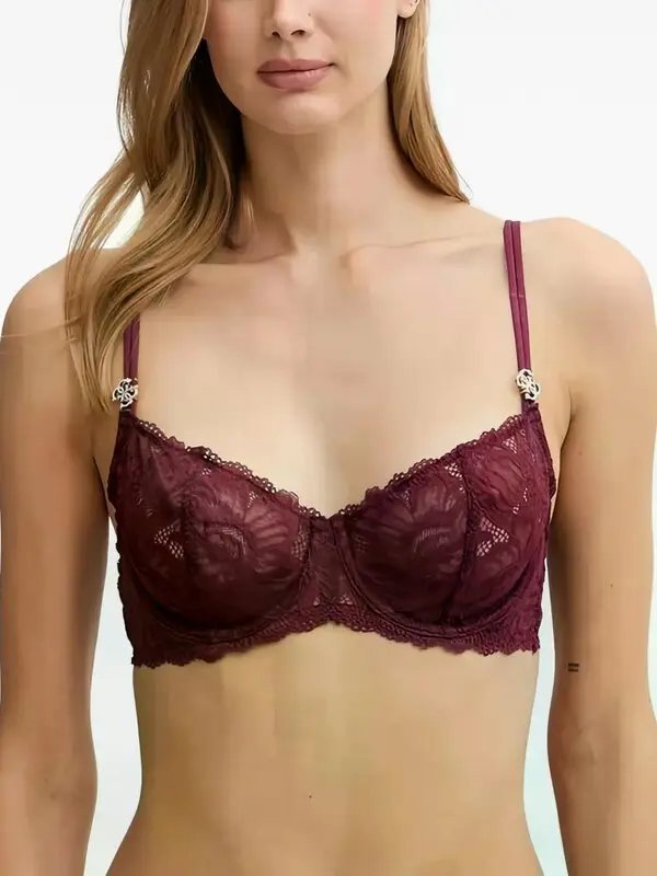 Guess Lace-overlay Logo-plaque Bra