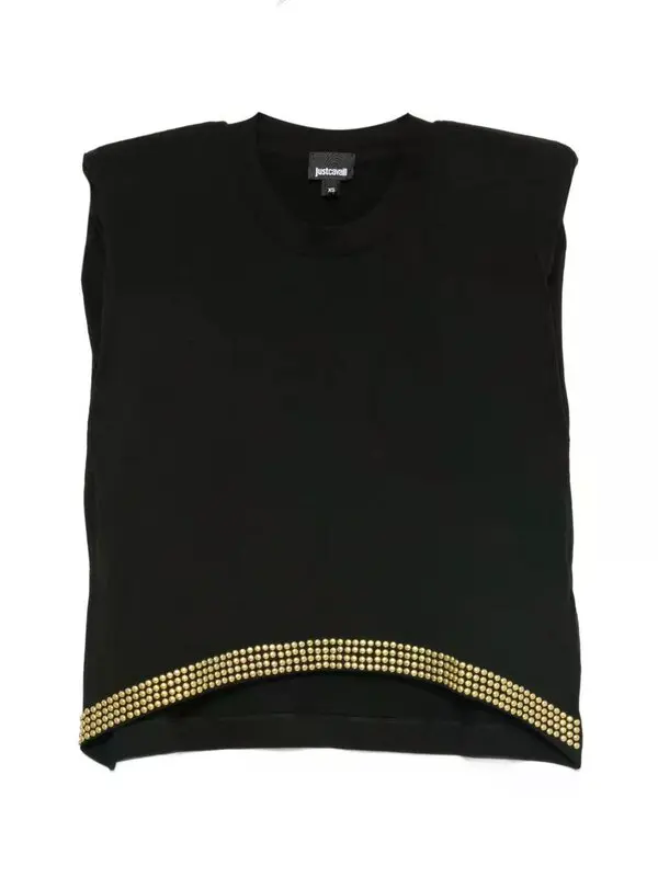 Just Cavalli Stud-embellished Padded Shoulder T-shirt - Black