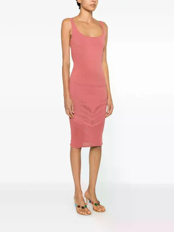Just Cavalli Scoop Neck Midi Dress With Perforated Detailing