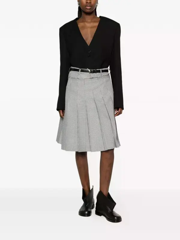 Comme Des Garçons Pleated Check Midi Skirt