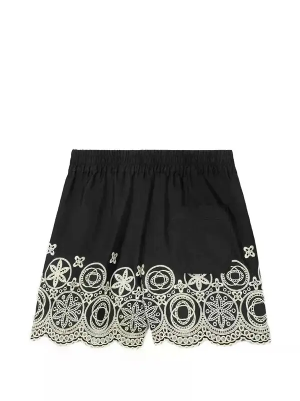 La DoubleJ Sangallo Embroidered Mini Shorts - Black