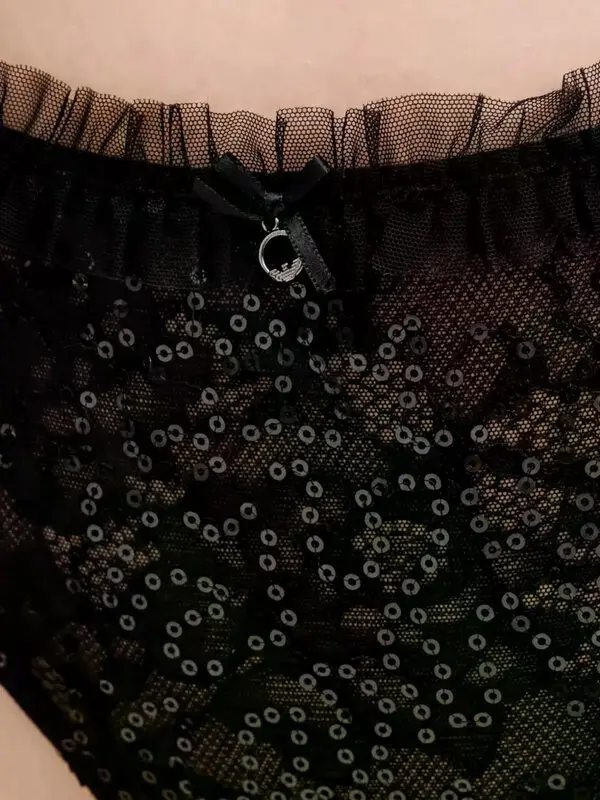 Armani Exchange Sequin-embellished Lace-trim Briefs
