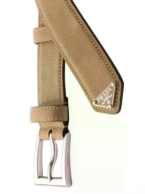 Prada Nubuck Leather Belt With Triangle Logo