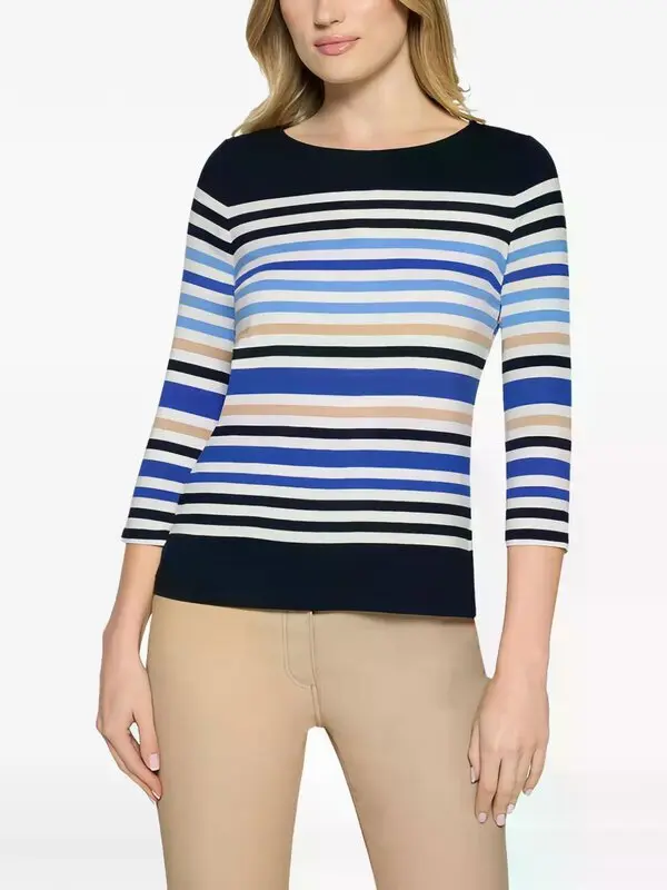 BETTY BARCLAY Horizontal Stripe Boat Neck T-shirt