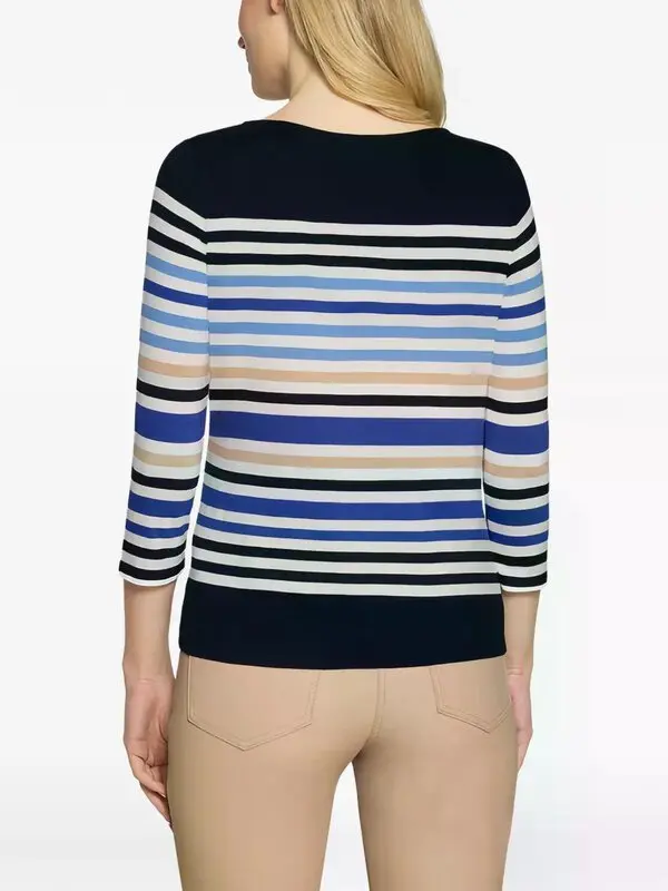 BETTY BARCLAY Horizontal Stripe Boat Neck T-shirt