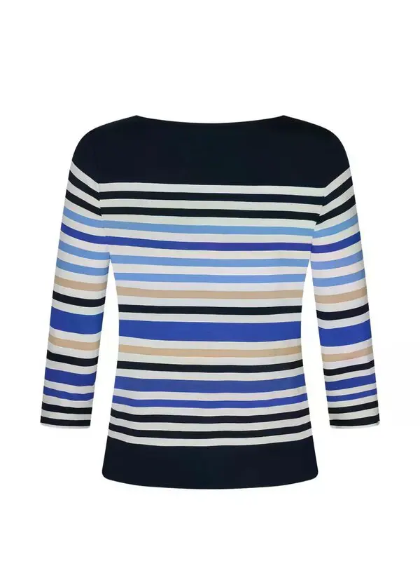 BETTY BARCLAY Horizontal Stripe Boat Neck T-shirt