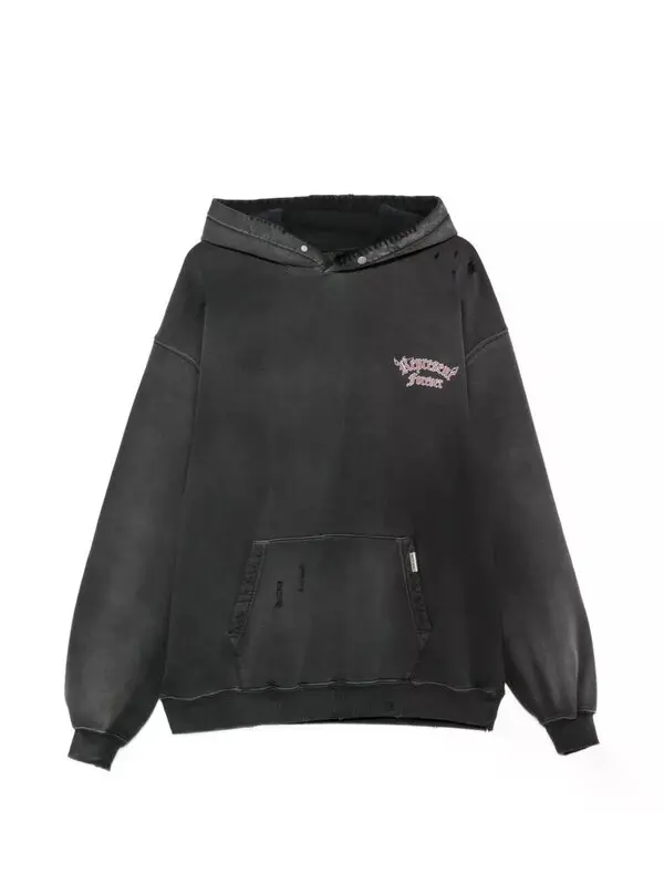 REPRESENT Duality Distressed Graphic-print Cotton Hoodie