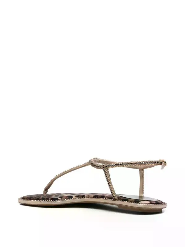 Rene Caovilla Embellished Leopard Print Sandals