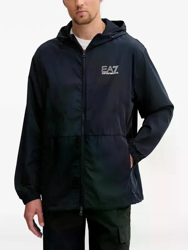 EA7 Logo Print Hooded Jacket