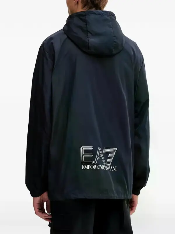 EA7 Logo Print Hooded Jacket