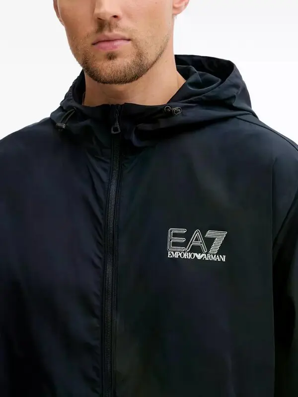 EA7 Logo Print Hooded Jacket