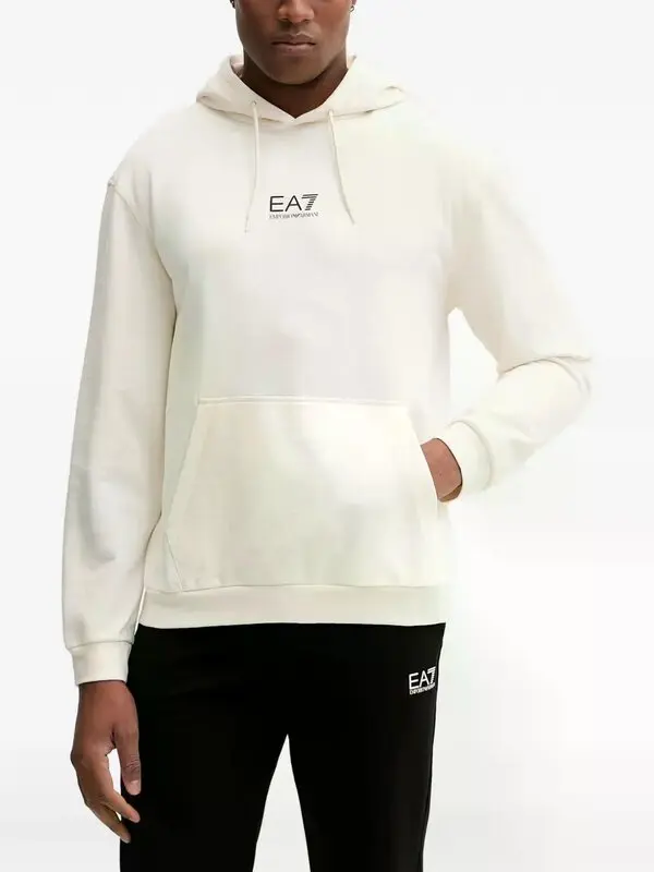 EA7 Logo Print Drawstring Hoodie