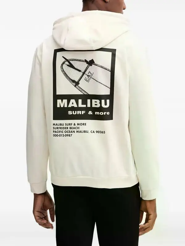 EA7 Logo Print Drawstring Hoodie