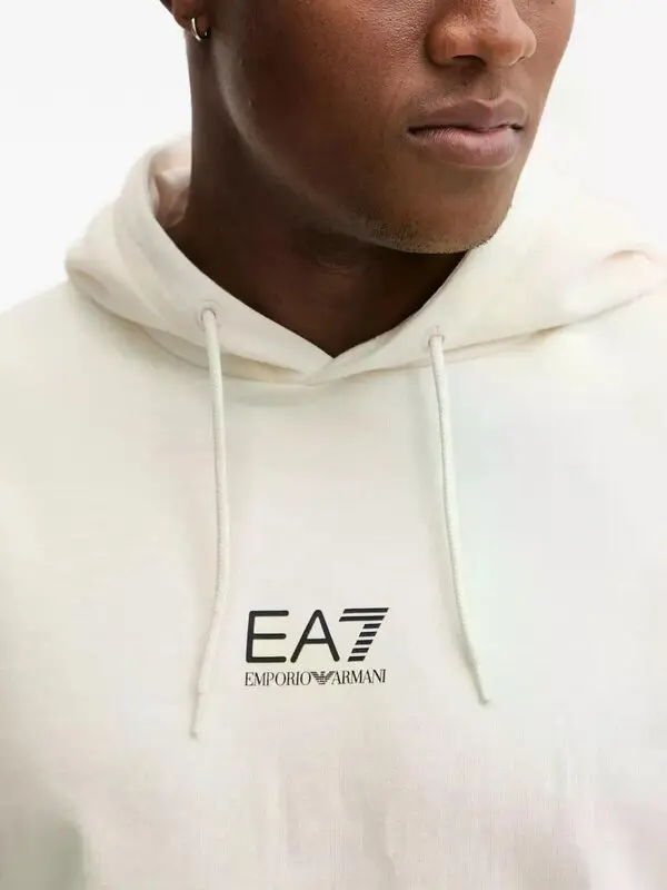 EA7 Logo Print Drawstring Hoodie