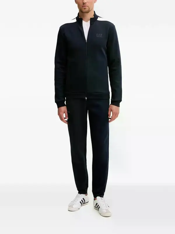 EA7 Logo Print Zip-up Sweater