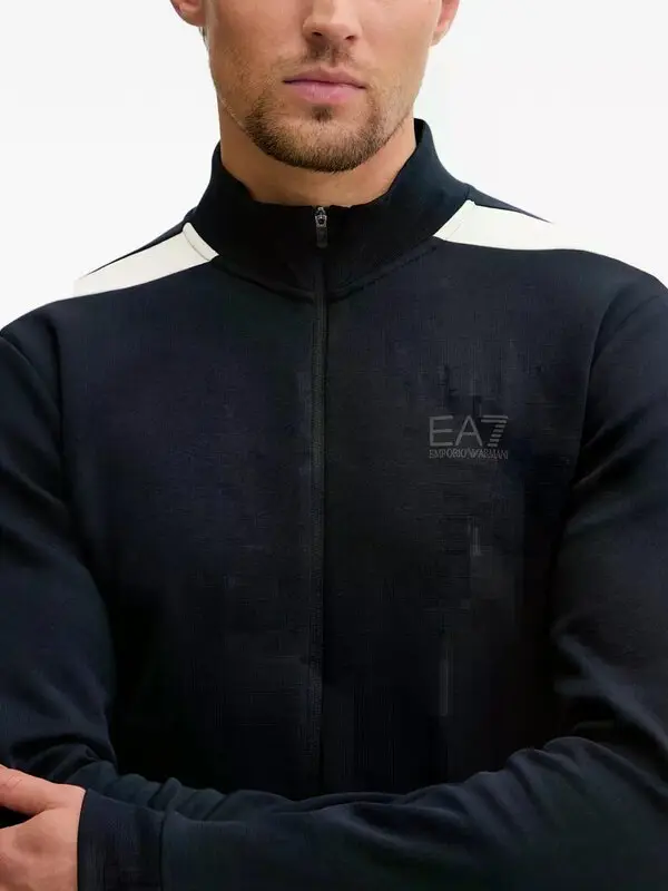 EA7 Logo Print Zip-up Sweater