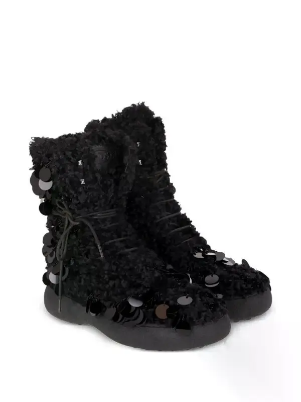 TOD'S Sequin-embellished Shearling-effect Boots