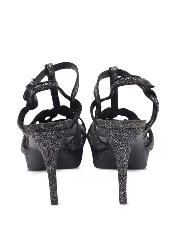 Saint Laurent Tribute Glittered Platform Sandals - Grey