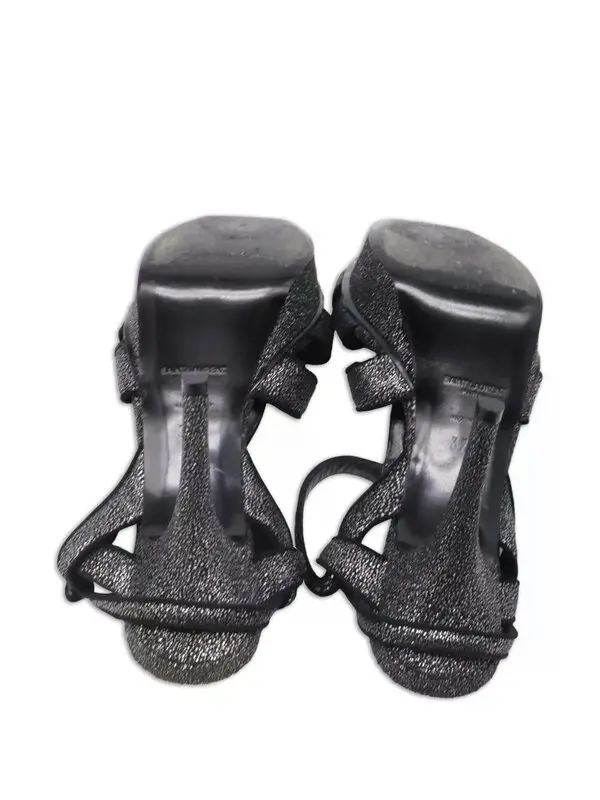 Saint Laurent Tribute Glittered Platform Sandals - Grey