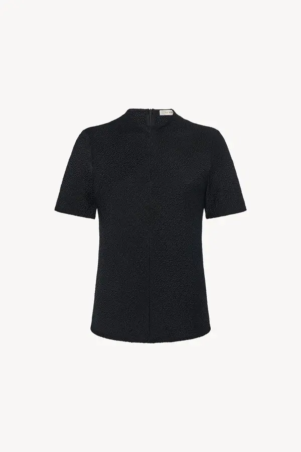 THE ROW Cala Short-sleeve Silk Cloqué Top - Black