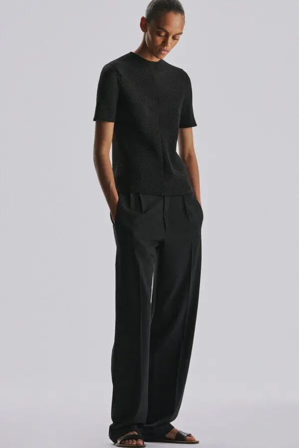THE ROW Cala Short-sleeve Silk Cloqué Top