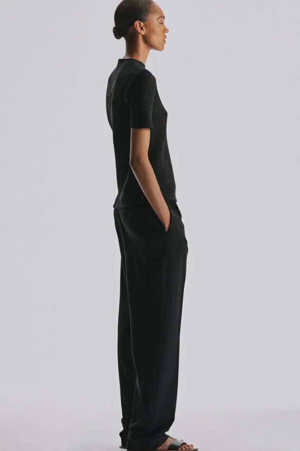 THE ROW Cala Short-sleeve Silk Cloqué Top