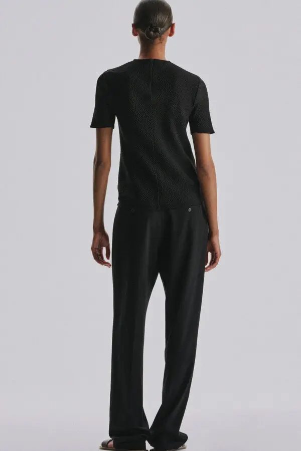 THE ROW Cala Short-sleeve Silk Cloqué Top