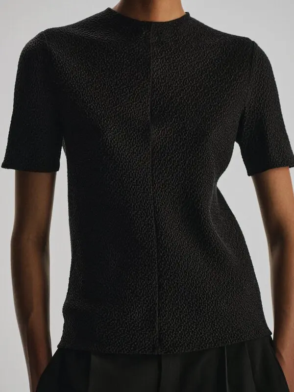 THE ROW Cala Short-sleeve Silk Cloqué Top