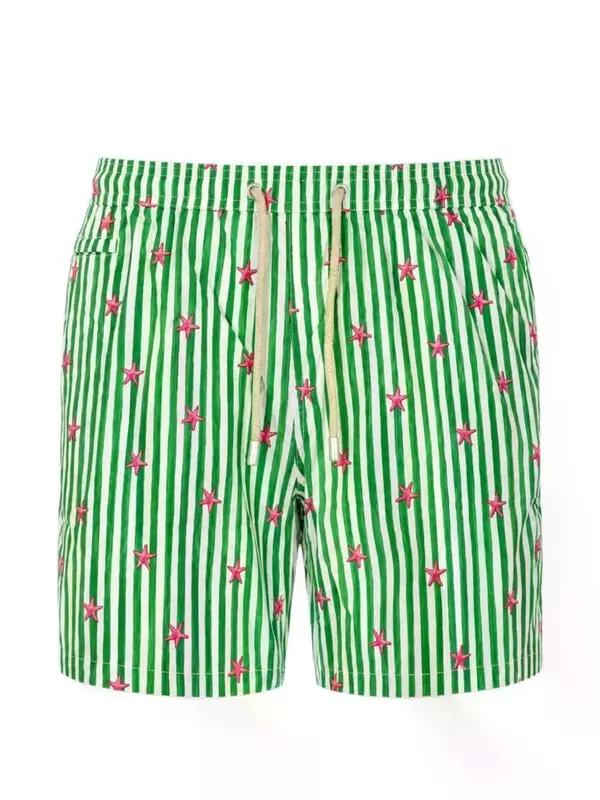 MC2 SAINT BARTH Star-print Striped Swim Shorts - Green