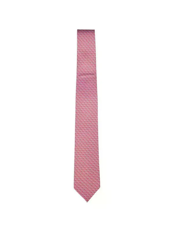 FERRAGAMO Gancini Silk Neck Tie - Red