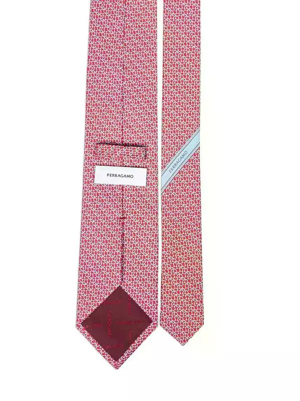 FERRAGAMO Gancini Silk Neck Tie - Red
