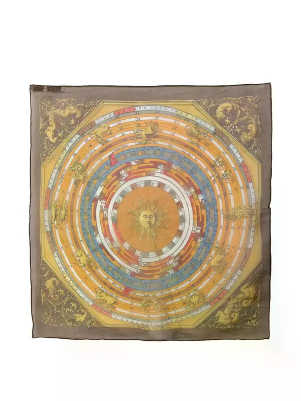 Hermès 1980s Dies Et Hore Silk Scarf - Orange