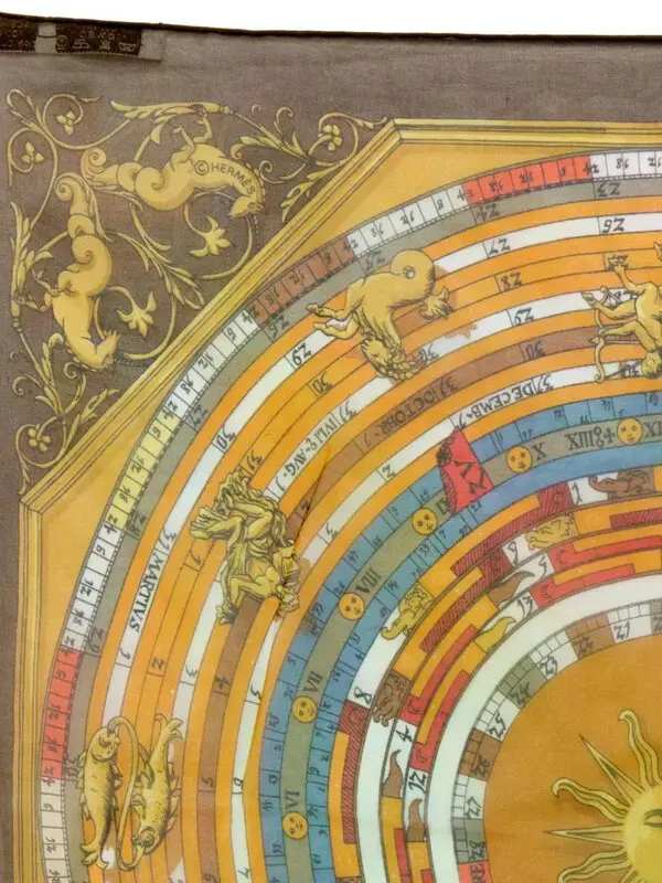 Hermès 1980s Dies Et Hore Silk Scarf