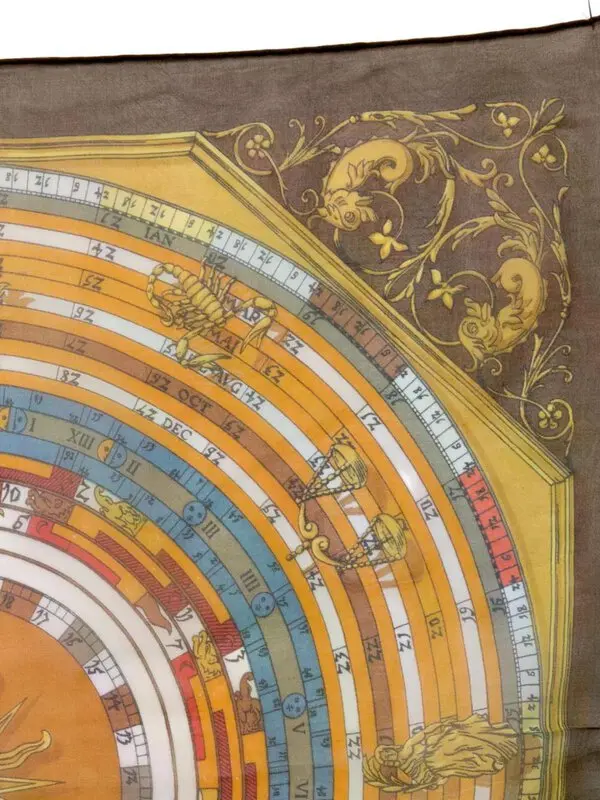 Hermès 1980s Dies Et Hore Silk Scarf
