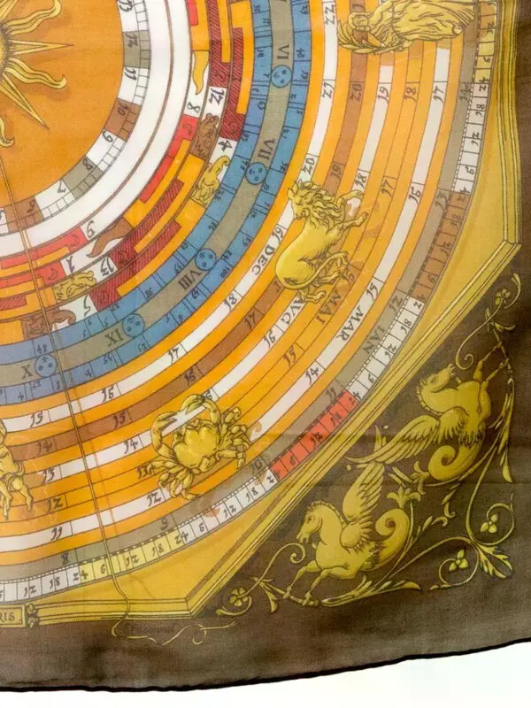 Hermès 1980s Dies Et Hore Silk Scarf